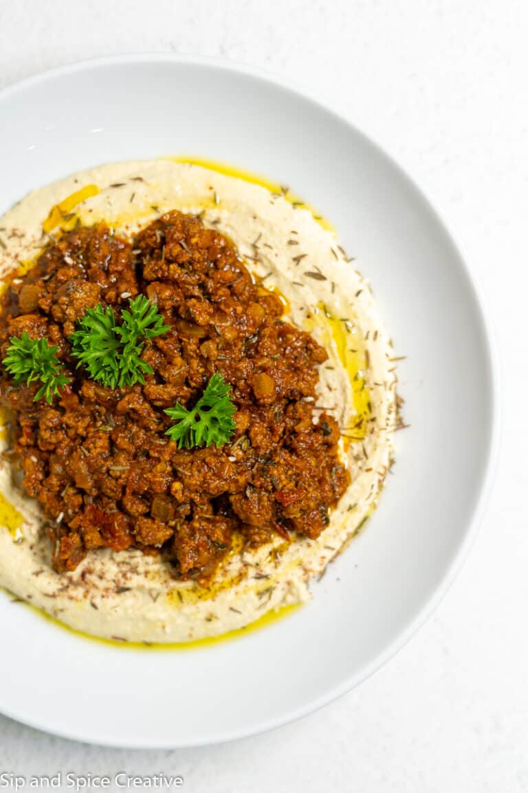 Spicy Beef Loaded Hummus Recipe - Sip and Spice